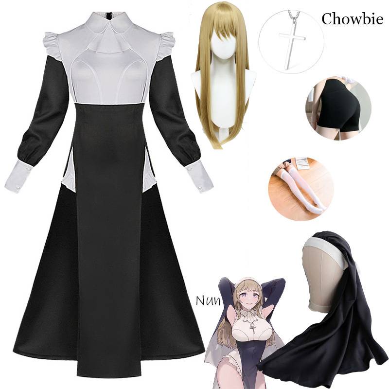 ชุดคอสเพลย์ อนิเมะ Nuns Original Design Chowbie เซ็กซี่ ขนาดใหญ่ สีดํา ...