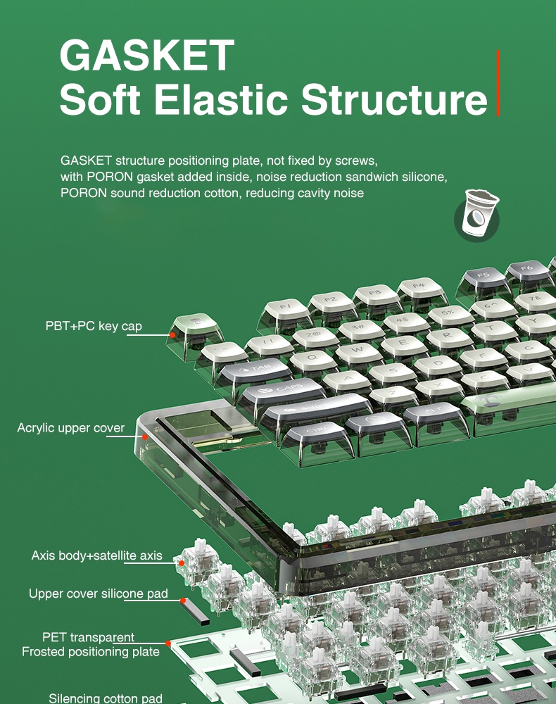 Aula LEOBOG K81 แป้นพิมพ์เกมมิ่งไร้สายบลูทู ธ 5.0 2.4G สาย 3 โหมด 81 ...