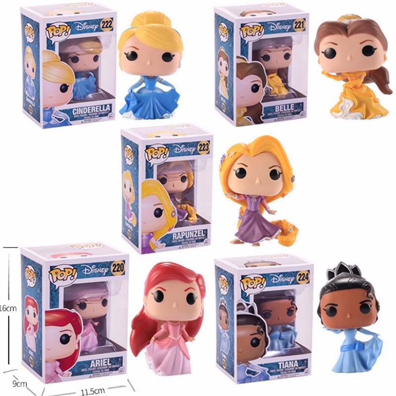 Princess Disney น่ารัก Pvc Miniatures Belle Ariel Cinderella Tiana ของ ...