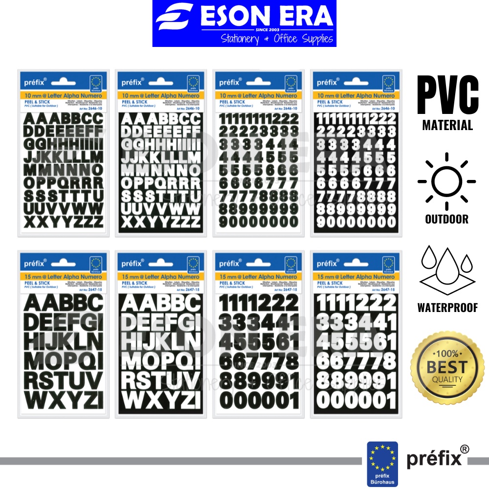 Prefix PVC สติ๊กเกอร์กันน้ํา ABC / 123 1 ชุด/แพ็ค Letter Alpha Numero ...