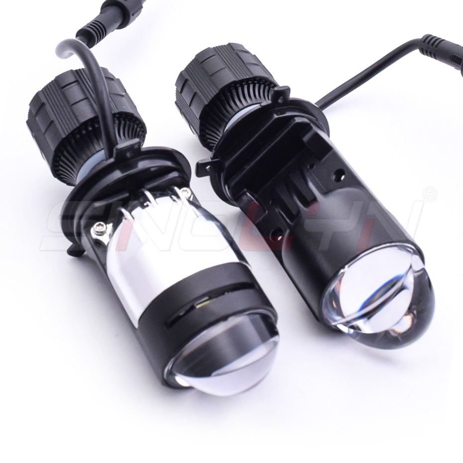 เลนส์โปรเจคเตอร์ H4 Mini LED H4 HS1 Light 70W Dual Lens High Low Beam ...