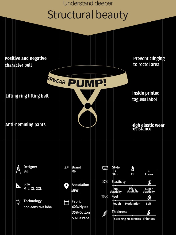 Pump ขายดี กางเกงชั้นในจีสตริง เซ็กซี่ ลายโลโก้ Jockstrap สําหรับผู้ชาย MP01 | Shopee Thailand