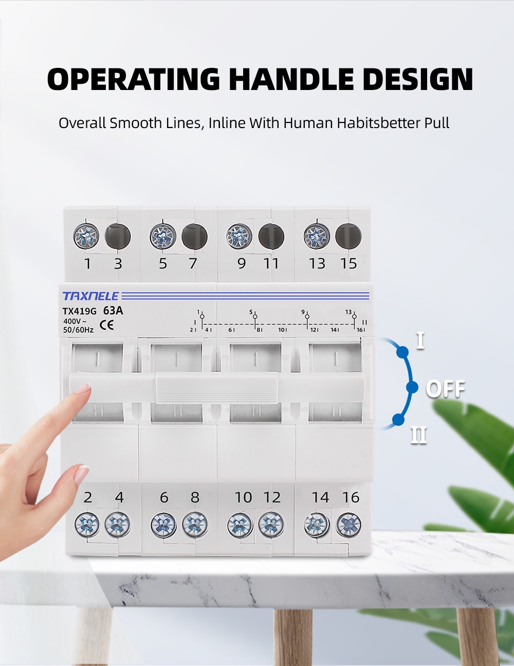 Taxnele 1P 2P 3P 4P 40A 63A MTS Dual Power Manual Transfer Switch ...