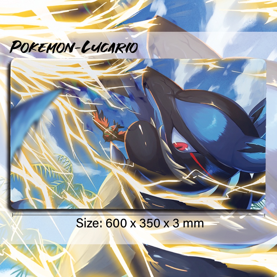 Leo Pokemon Lukemon Lucario-Pokémon 001 600 * 350 มม. แผ่นรองคลาน TCG ...