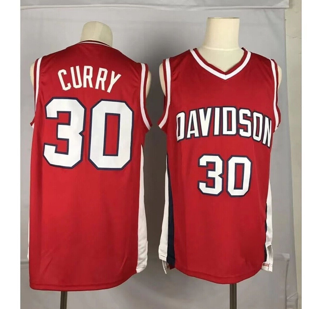 เสื้อบาสเก็ตบอล Stephen Curry สีแดงสีขาว Retro 30 Stephen Curry เสื้อ ...