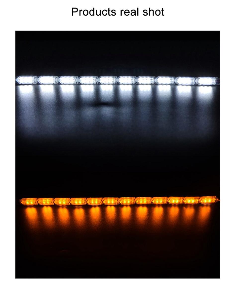 แถบไฟเลี้ยว DRL LED 12V 24v แบบยืดหยุ่น สําหรับรถยนต์ 1 คู่ | Shopee Thailand