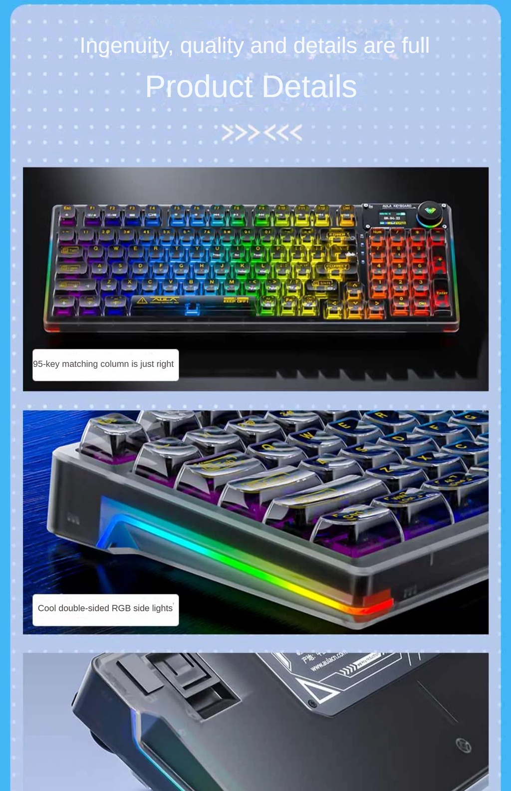 พร้อมส่ง Aula F98pro คีย์บอร์ดเมคคานิคอล RGB แบบใส สามโหมด เปลี่ยนสีได้ ...