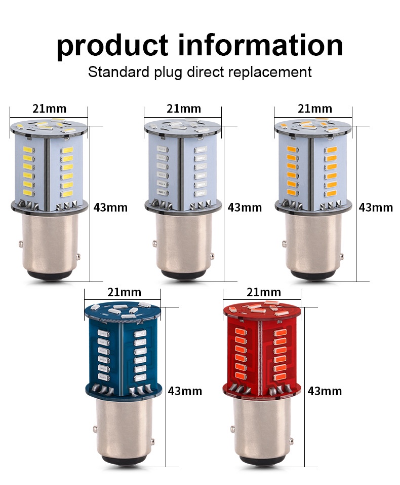 1 PC 1157 Led Strobe ไฟเบรค BAY15D หลอดไฟ Led 30 SMD DRL ย้อนกลับที่จอด ...