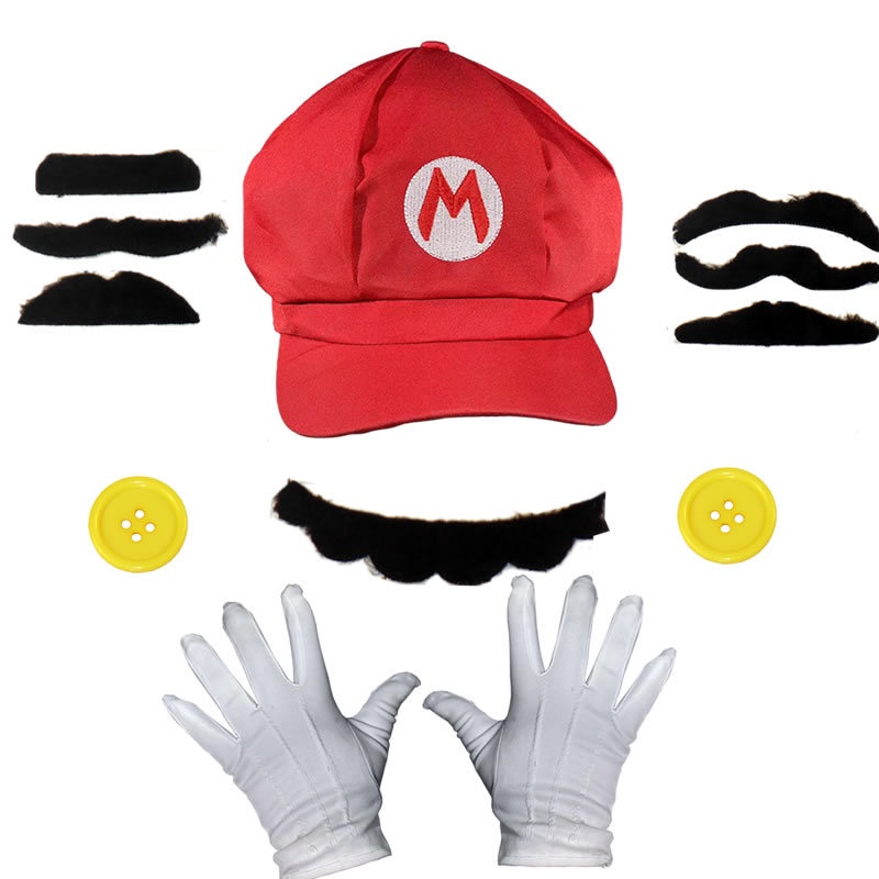 ชุดถุงมือ ลายอนิเมะ Super Mary Hat Mario Sun Hat Beard | Shopee Thailand