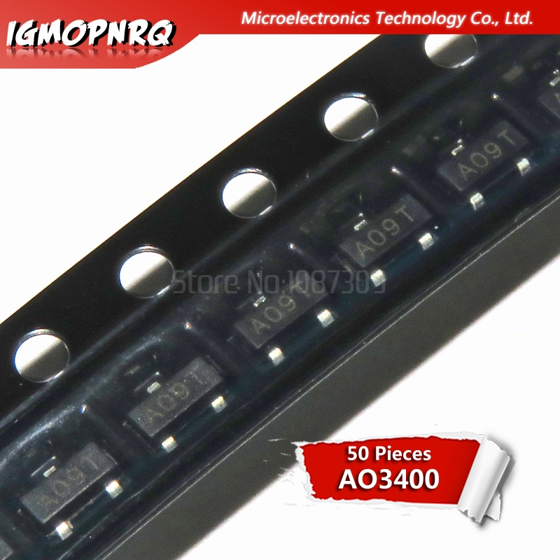 มอสเฟต มอสเฟต AO3400 AO3400A SOT23-3 5.0A 29mOhm 30V 2.5V 50 ชิ้น ...