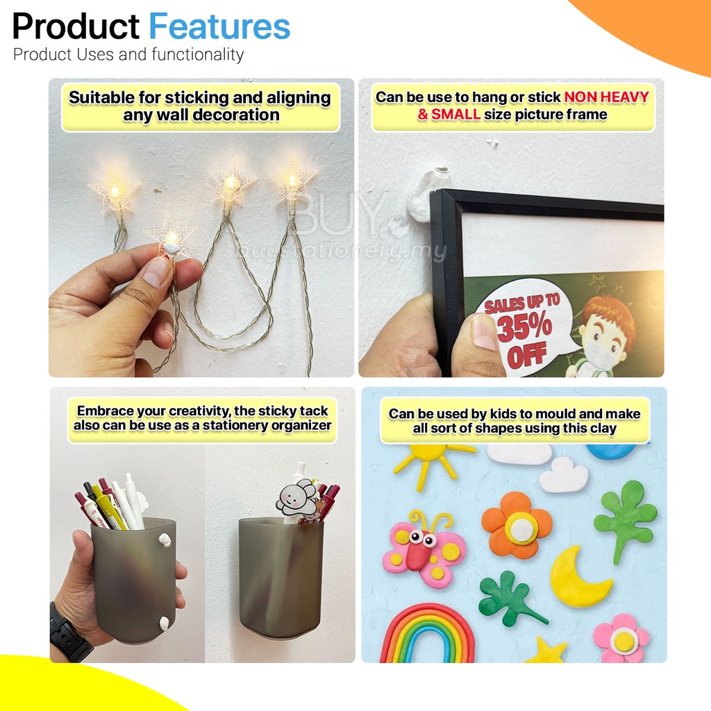 Faber Castell Tack It Clay Tanah Liat Pelekat Sticky Square -(PKT) กาว ...