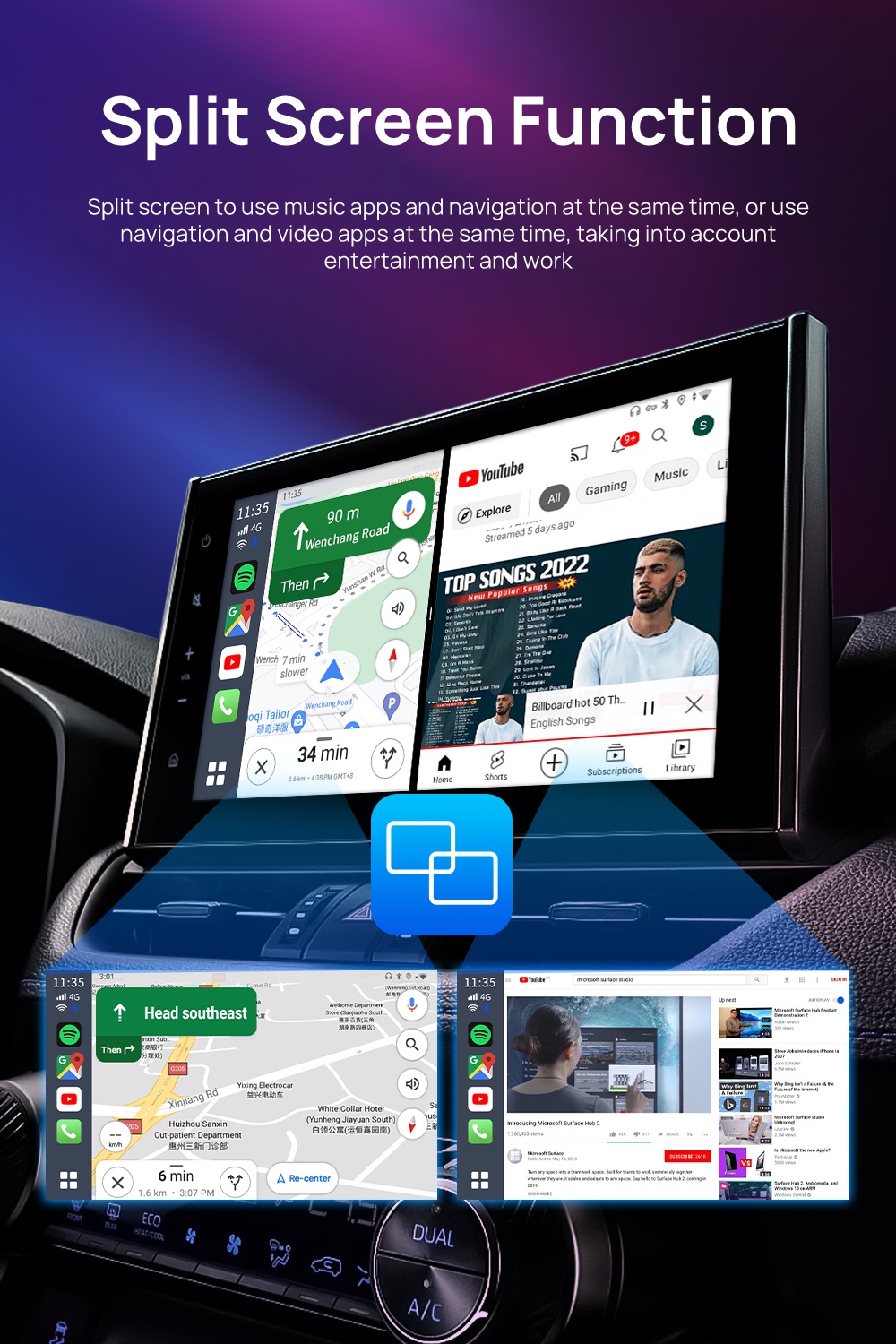 Carlinkit CarPlay Ai กล่องทีวีไร้สาย Android 13 8+128GB QCM 8-Core 6225 ...