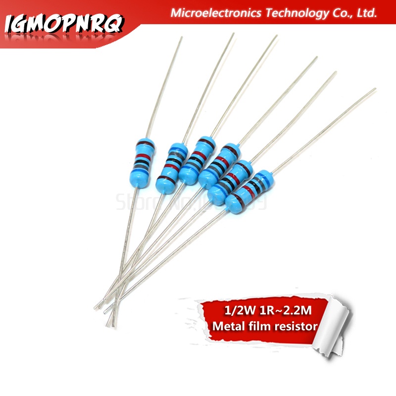 ตัวต้านทานฟิล์มโลหะ 1/2W 11R~1K 11R 15R 100R 220R 1K โอห์ม 50 ชิ้น | Shopee Thailand