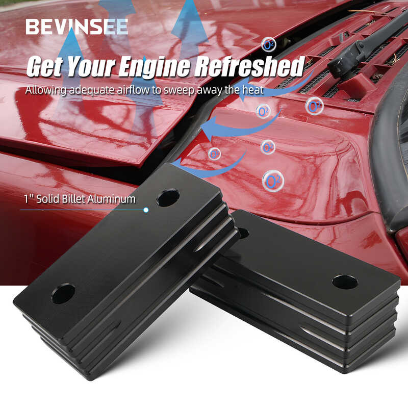 ️ BEVINSEE Hood Vent Space Riser Spacer Kit สําหรับรถจี๊ป Cherokee XJ ...