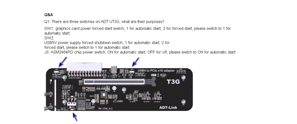 Adt-link UT3G กราฟิกการ์ดภายนอก USB4 ถึง PCI-E 4.0 x16 eGPU อะแดปเตอร์ ...