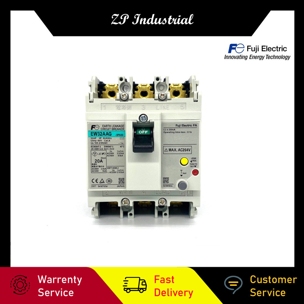 Fuji ELCB EW32AAG 3P 20A/30mA (100-230VAC) เซอร์กิตเบรกเกอร์ | Shopee Thailand