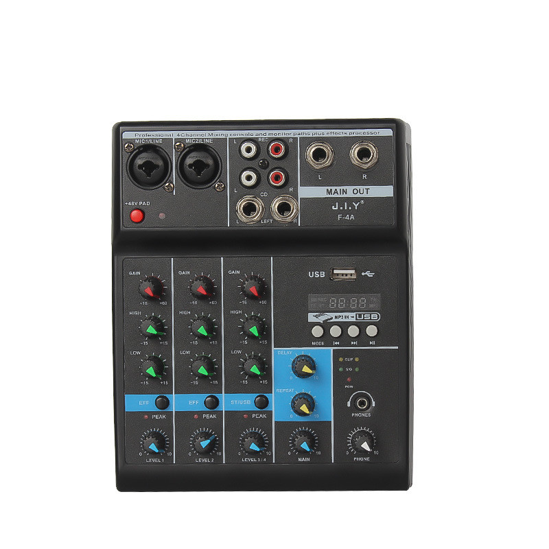 4-channel Mixer Home Recording Sound Card Live Stage Mixer Small USB ...