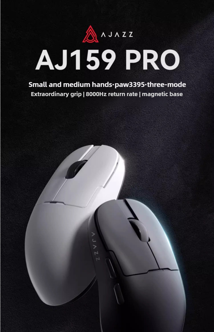 AJAZZ AJ159pro เมาส์เกมสามโหมดไร้สายบลูทูธแบบมีสาย Apex E-sports PAW3395 เมาส์ฐานชาร์จแม่เหล็ก ...