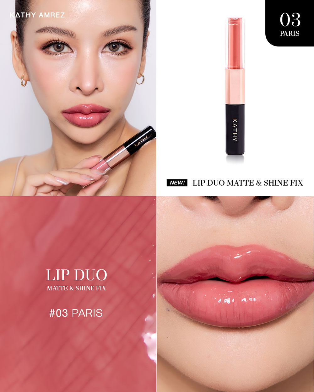KATHY AMREZ Lip Duo Matte & Shine Fix 3ml เคธี แอมเร็ซ ลิปดูโอ | Shopee ...