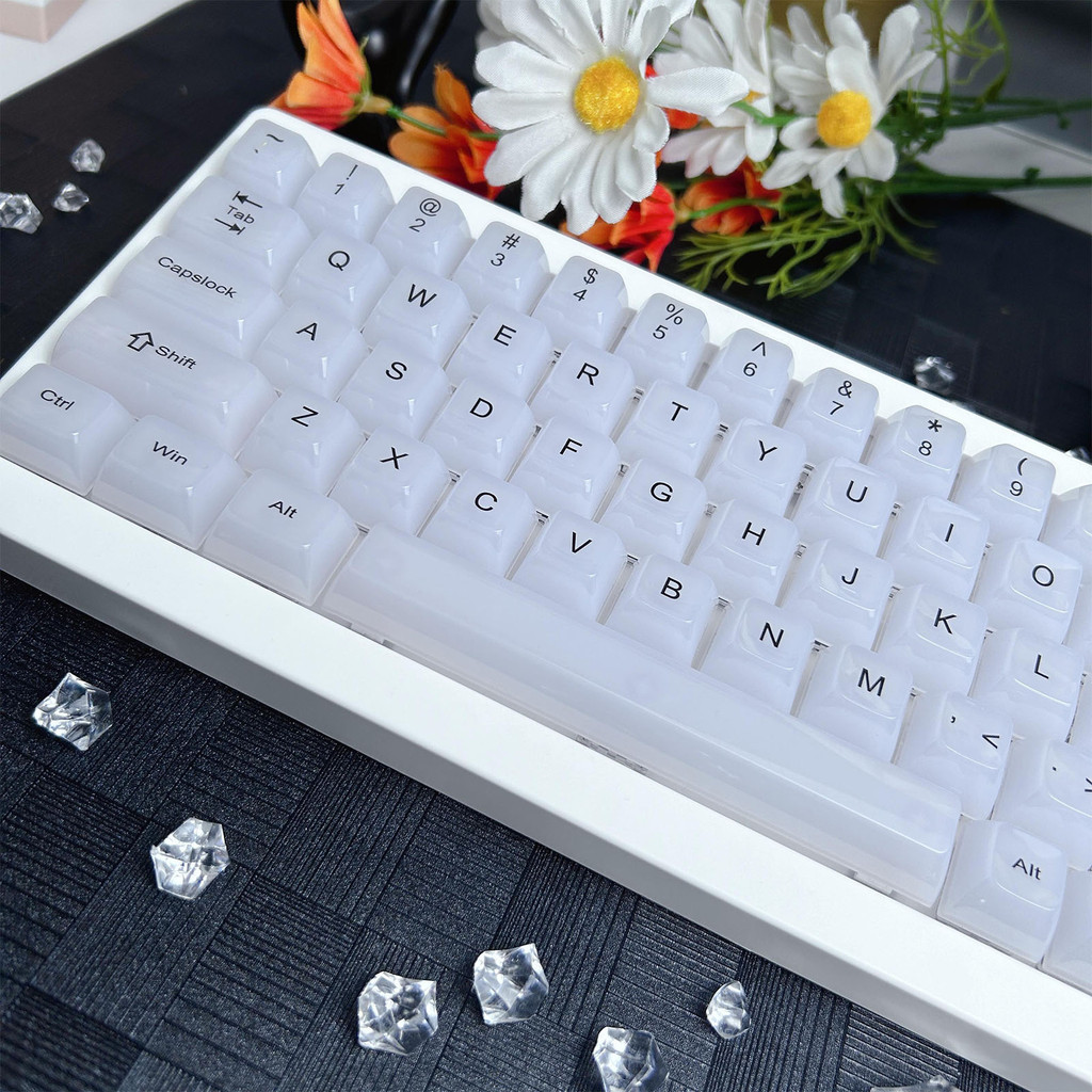 Ice Jade Keycap 115 คีย์ MDA Profile PC Dye Sublimation Cool สีชมพูสี ...