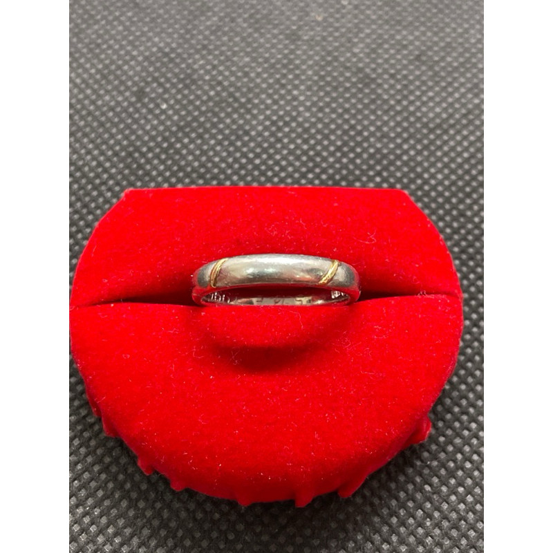 สินค้าหลุดจำนำแหวนแพลตตินั่มคาดทอง18K ปั๊มPt950 18K S to E 1995.6.10 หนัก5.24กรัมไซต์53ครึ่ง Pt ...