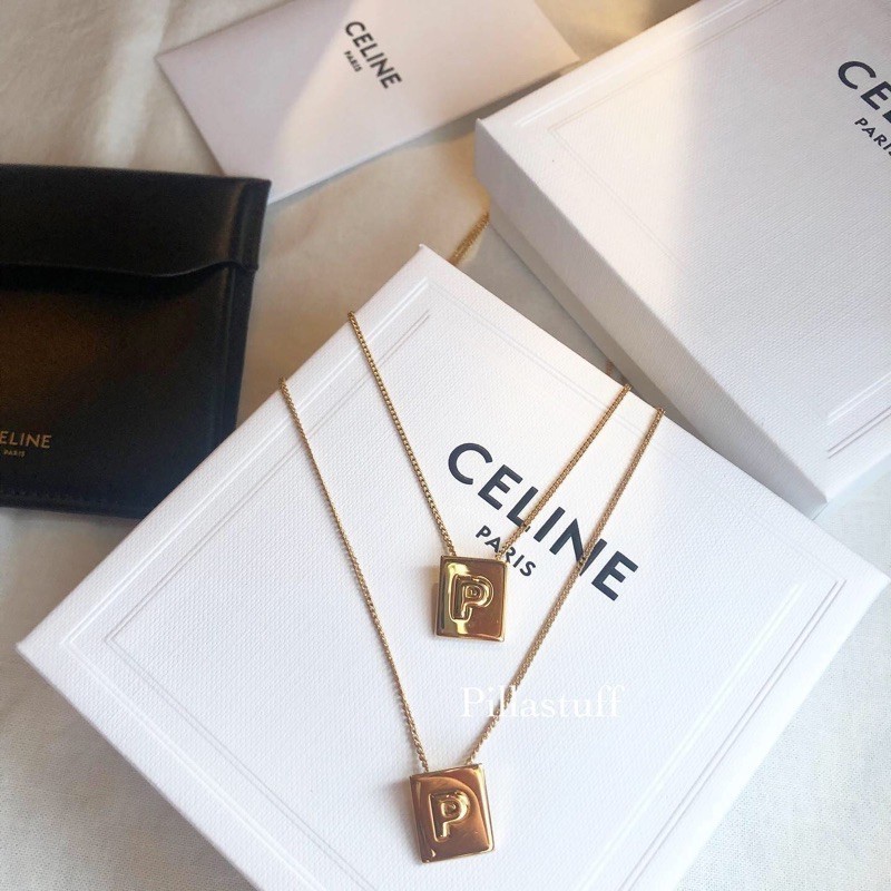 แท้100% Celine Signature Alphabet Necklace สร้อยคอ Celine A-P | Shopee ...