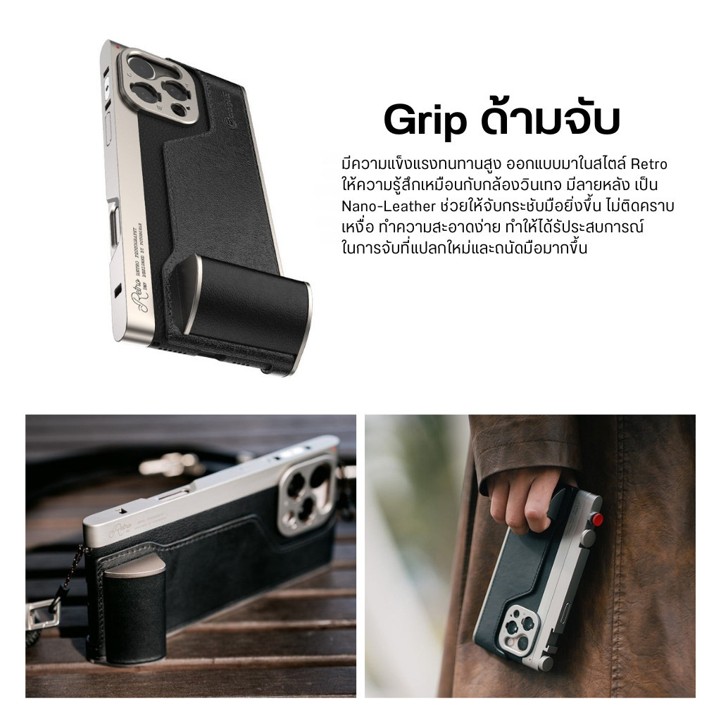 Fotorgear Retro Camera Case เคสมือถือ วินเทจ สไตล์กล้อง ปุ่มชัตเตอรN สำหรับ 16 Pro Max ส่งด่วน ...