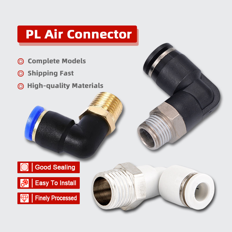 ด้ายชาย PL ข้อศอก Joint Air Pneumatic Fitting Quick Connector สําหรับท่อ PU 4 6 8 10 12 มม. ...