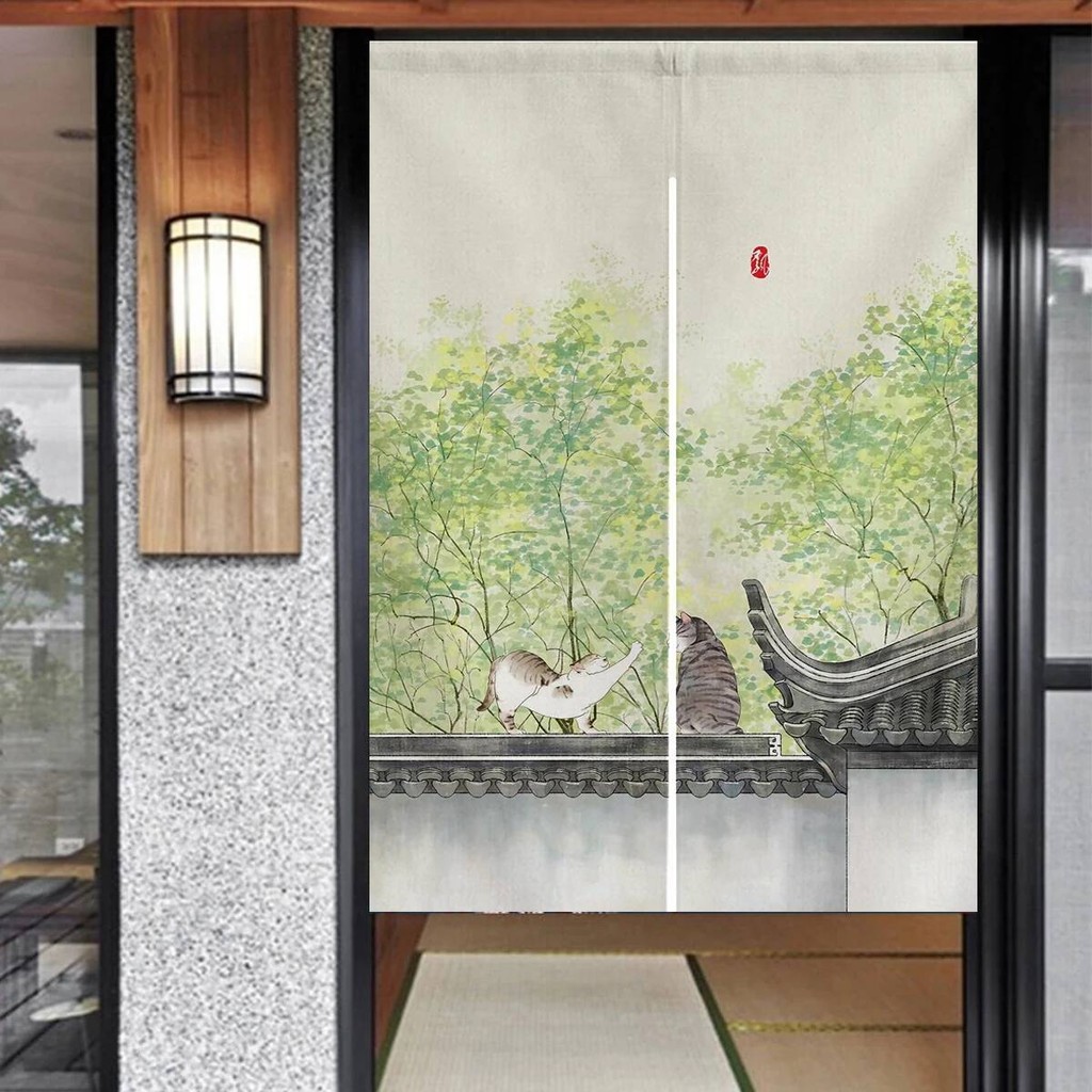 แมวจีนชุด4ประตูม่านญี่ปุ่นนอร์นประตูม่านพาร์ทิชันห้องตกแต่งห้องครัวแขวน ...