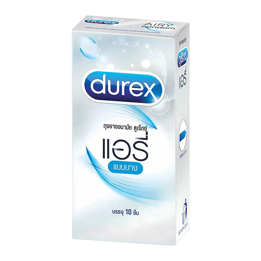 Durex Airy ดูเร็กซ์ แอรี่ ถุงยางอนามัยขนาด 52 มม จำนวน 1 กล่อง 10 ชิ้น ...