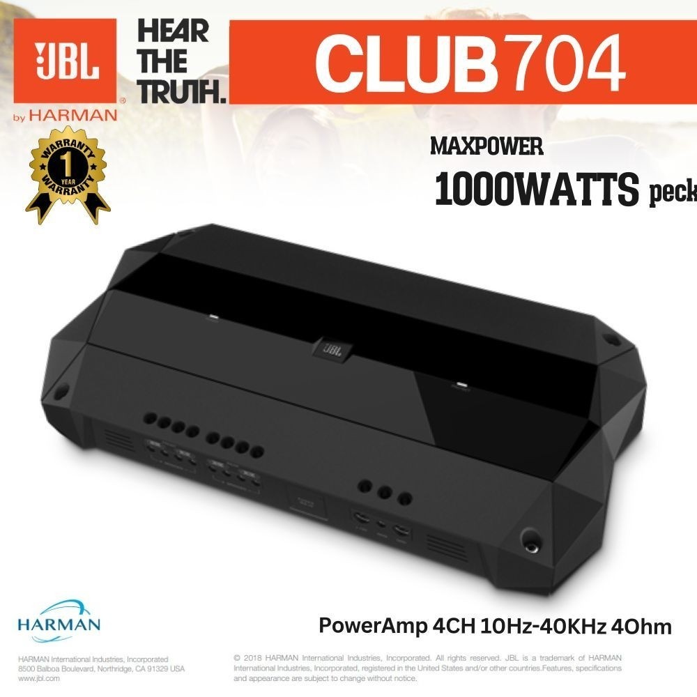 ใหม่ 2025 PowerAmp JBL รุ่น CLUB-704 เพาเวอร์แอมป์ 4ชาแนล 1000W สีดำ ...