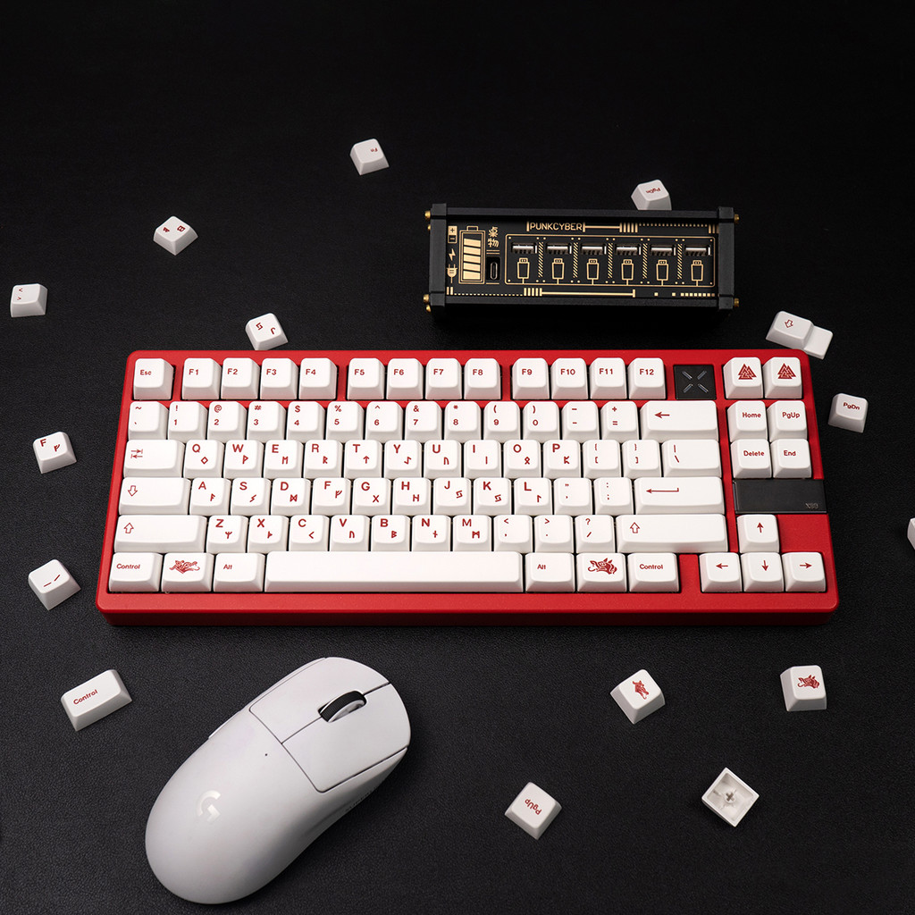 Blot 143 Keys MDA Profile Minimalist White Red Keycaps ชุดสําหรับ ...