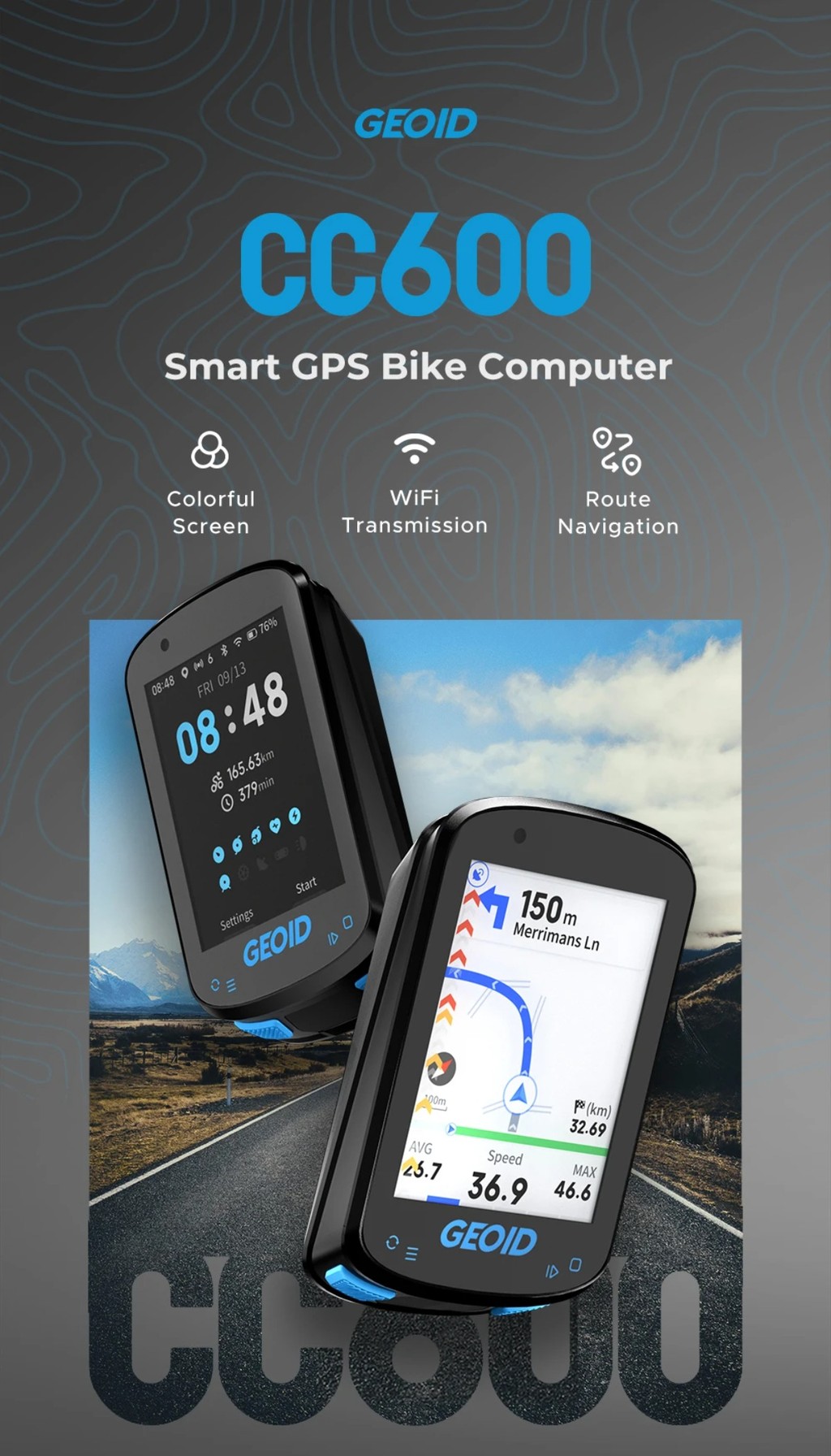 Geoid CC600 สมาร์ทสีสันจักรยานคอมพิวเตอร์กันน้ําไร้สาย GPS Speedometer ...