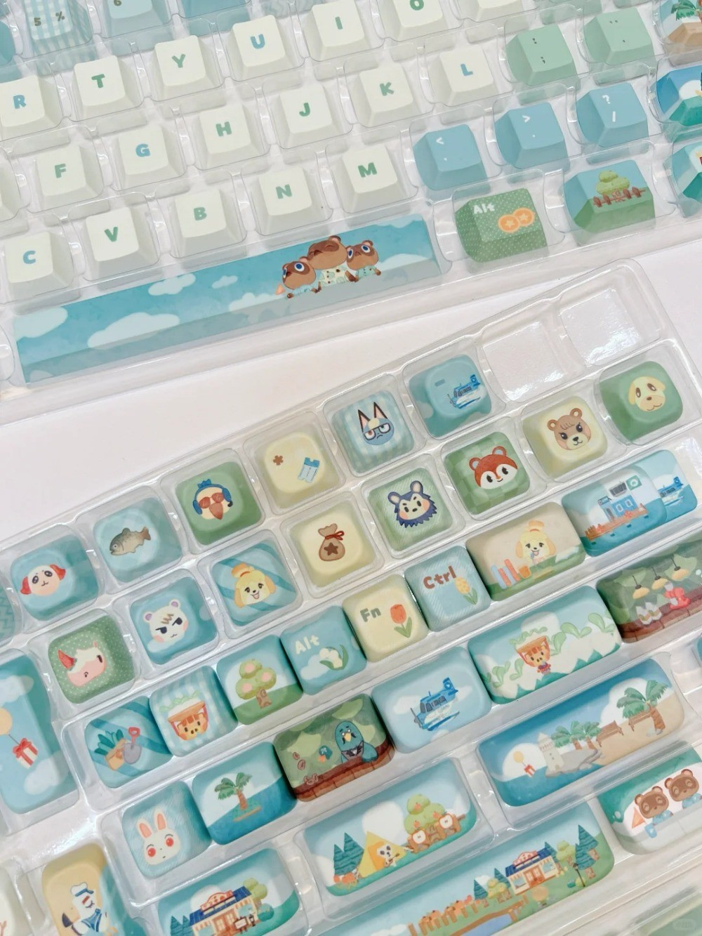 Blue Animal Crossing Keycap 138 คีย์ Cherry/SOA โปรไฟล์ PBT Dye ...