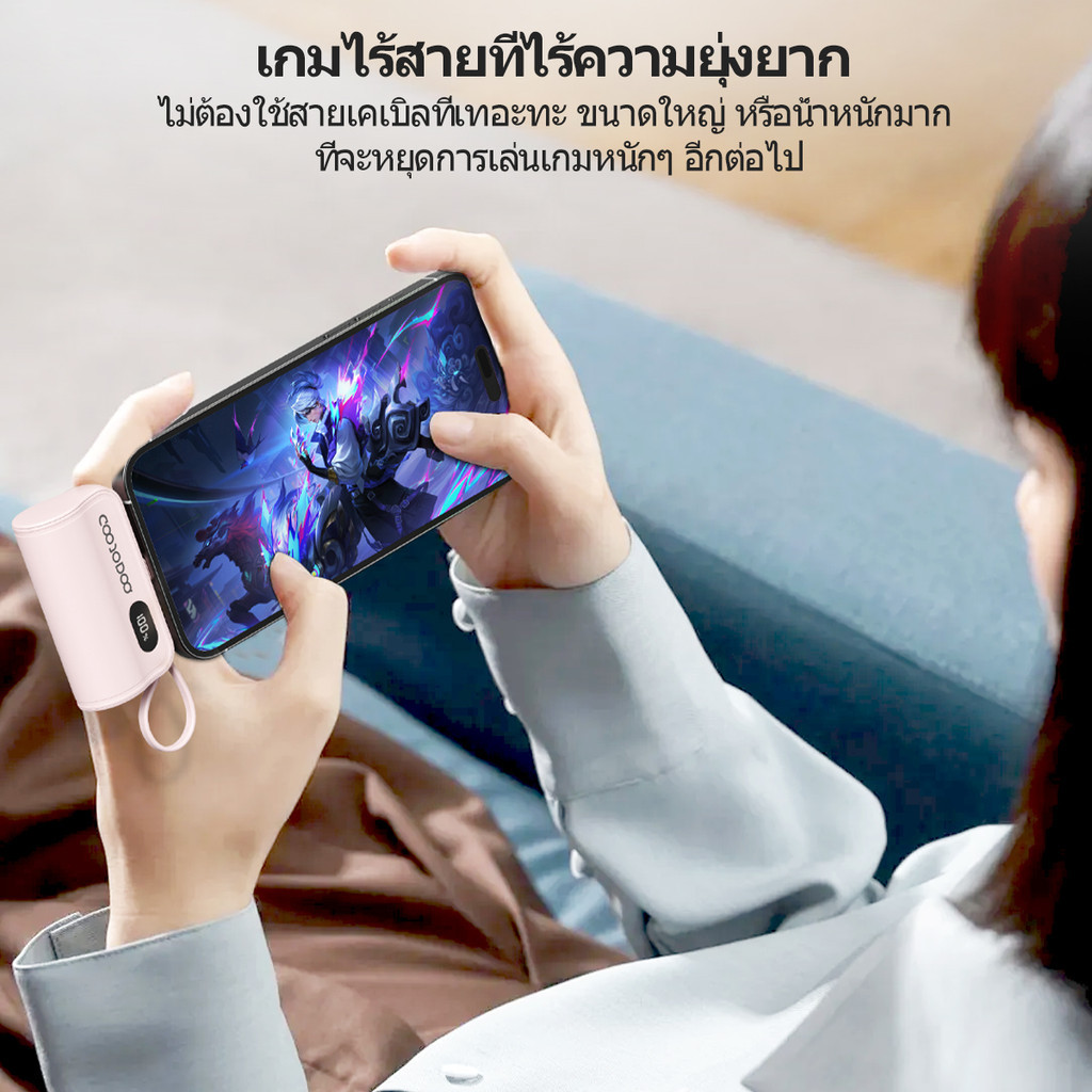 GOOJODOQ 5000mAh Capsule Power Bank Two Foldable Output Ports Large LED ...