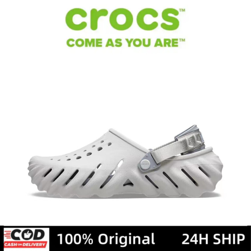Crocs EVA Crocs บรรยากาศสีเทา Unisex กลางแจ้งเทรนด์รองเท้าแตะสำหรับ ...