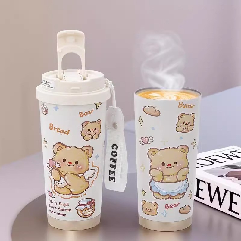 FS แก้วน้ำ 530ml สแตนเลส316 แถมสายห้อย แก้วเก็บอุณหภูมิ แก้วเก็บความร้อน/ความเย็น ลายการ์ตูน ...