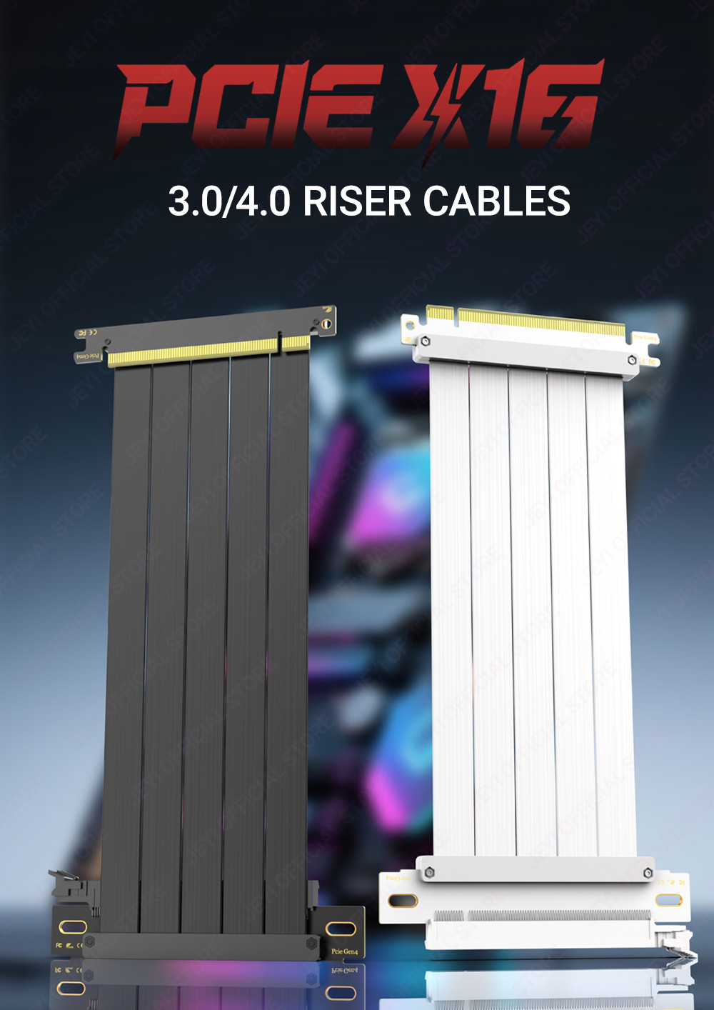 JEYI Pcie 4.0 riser card dual reverse PCI Express 4.0 reverse riser ...