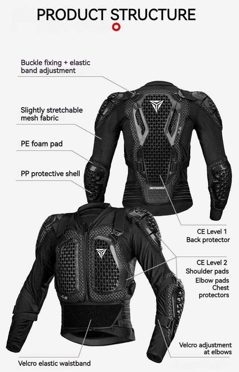 ใหม่ Motowolf Motorcycle Full Body Armor Jacket Spine Chest Protection ...