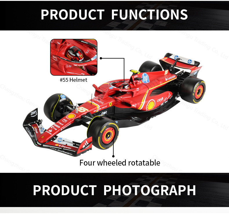 Bburago 1:18 Ferrari SF24 2024 #16 #55 F1 Racing Formula Car Static ...