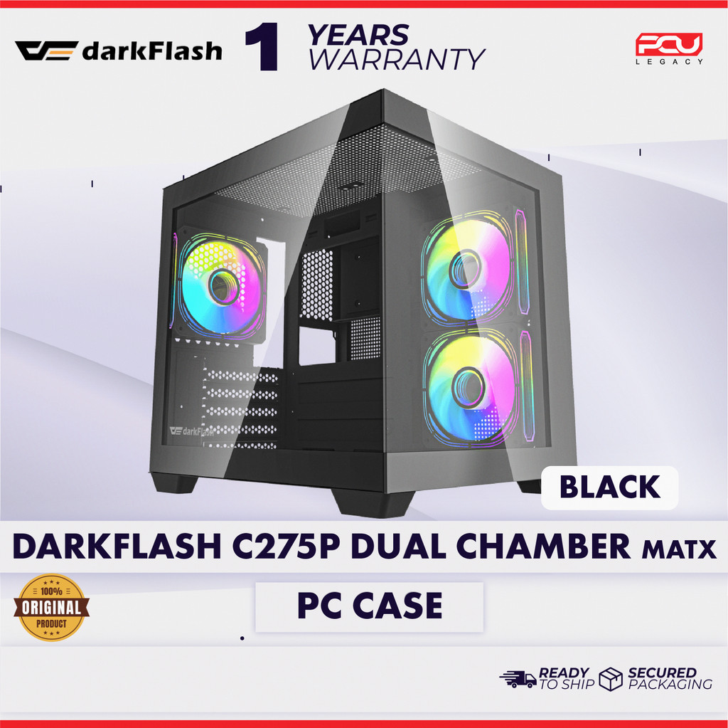 Darkflash C275P DUAL CHAMBER MATX PC CASE - สีดํา | Shopee Thailand