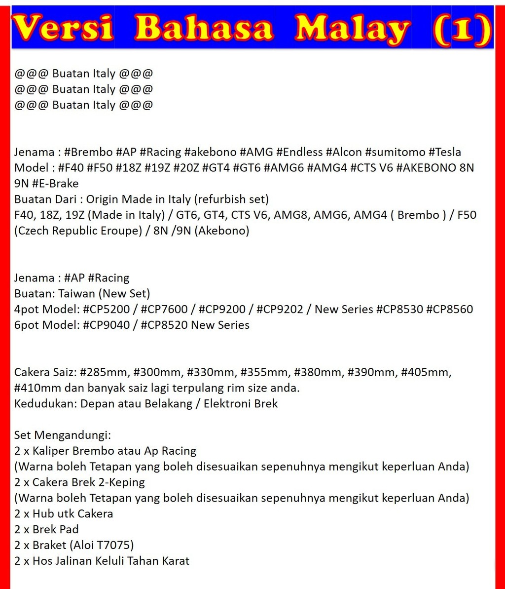 AP Racing CP9200 4pot 330mm Caliper / Kalier Depan 330mm | Shopee Thailand