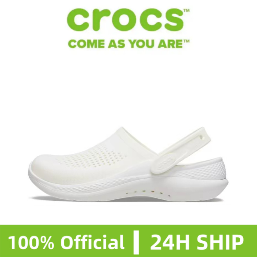 【Flagship】Crocs LiteRide Crocs Beige White Modest Outdoor Trend Unisex ...