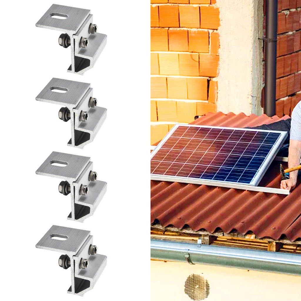 [Cra]คุณภาพสูง 4x Solar Panel Clamp ขายึดหลังคาคลิปยึดแผงคลิปยึด ...