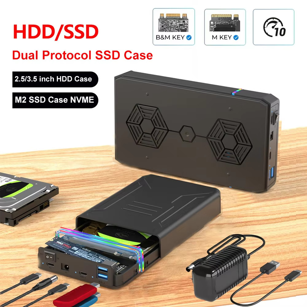 M2 NVMe SSD Enclosure 2.5/3.5 นิ้ว HDD Case USB3.0 Hard Drive Enclosure ...