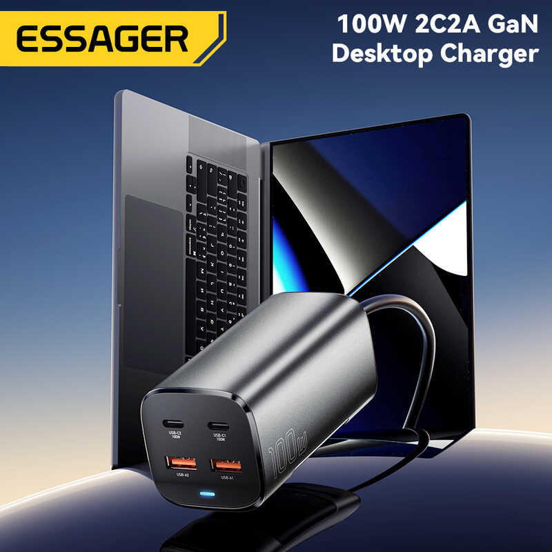 Essager 100W USB Gan Charger Desktop Quick Charge QC 4.0 3.0 ประเภท C ...