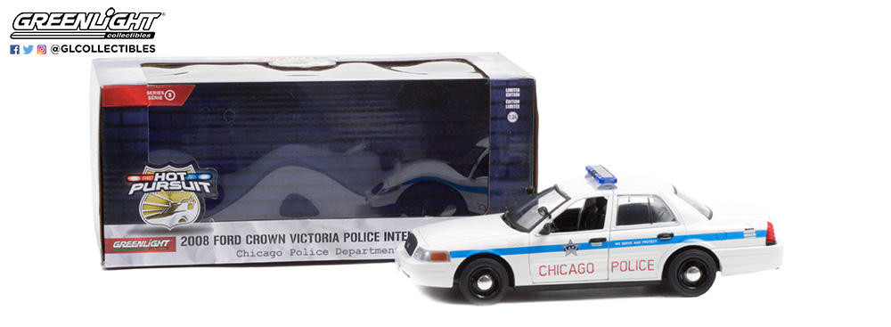 แสงสีเขียว 1: 24 2008 Ford Crown Victoria Interception รถตํารวจ-Chicago ...
