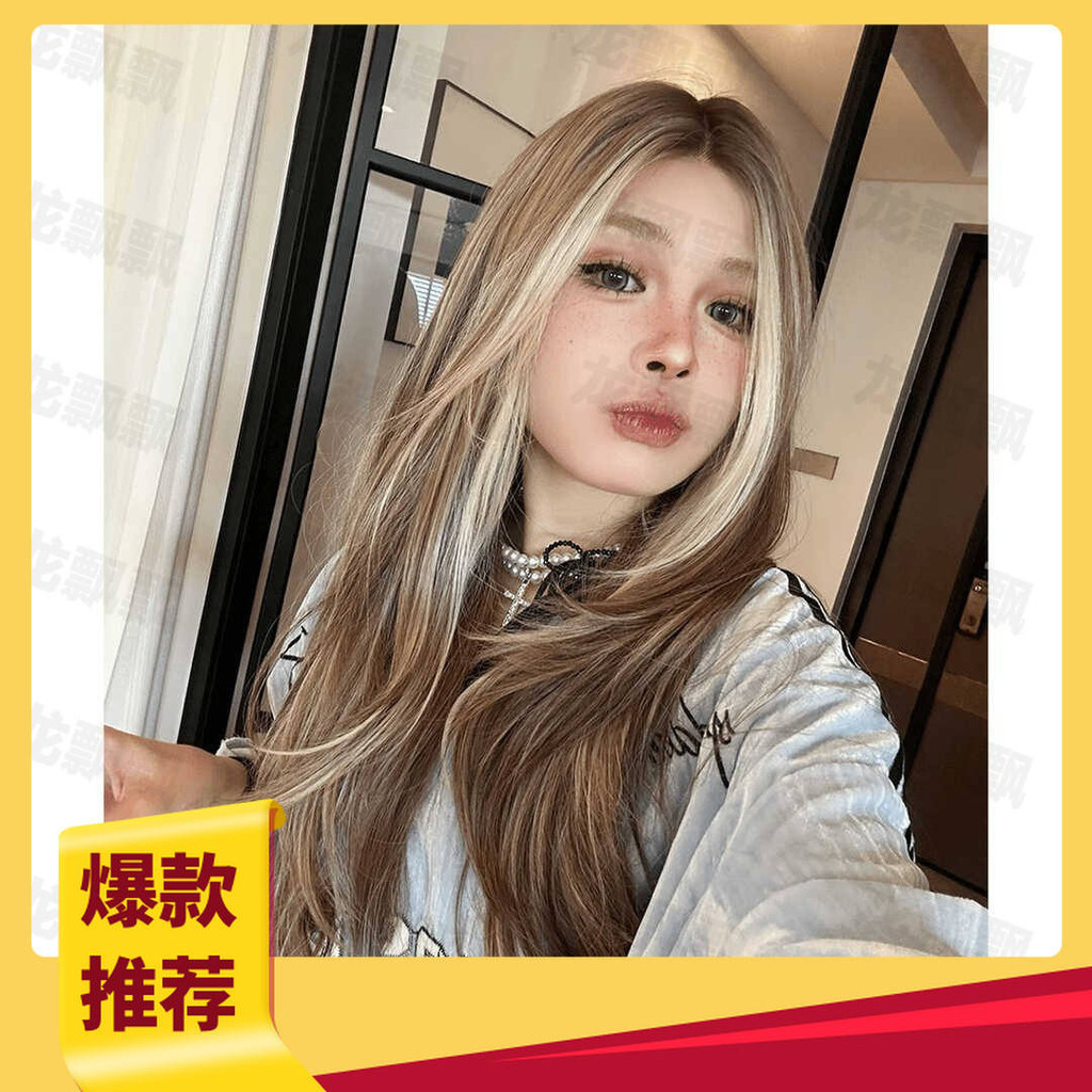 พิเศษของ Xiaodai "California Hot Girl" เน้นผ้าลินินทองตรงกลางนําเข้าผ้าไหมลูกไม้สาวร้อนวิกผมหญิง ...