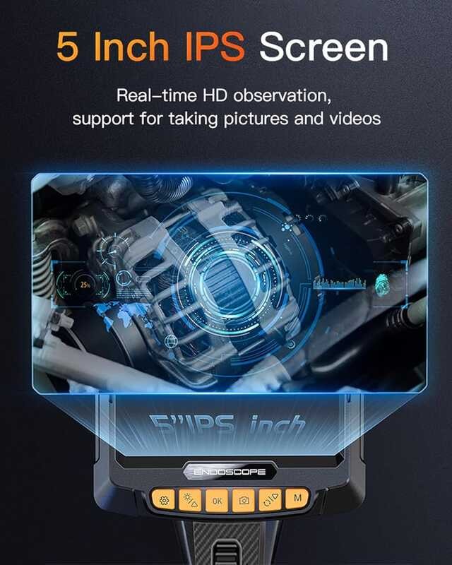 ️ 360 ° STEERING Industrial Endoscope Camera 8Mm 5 "Ips Screen SINGLE ...