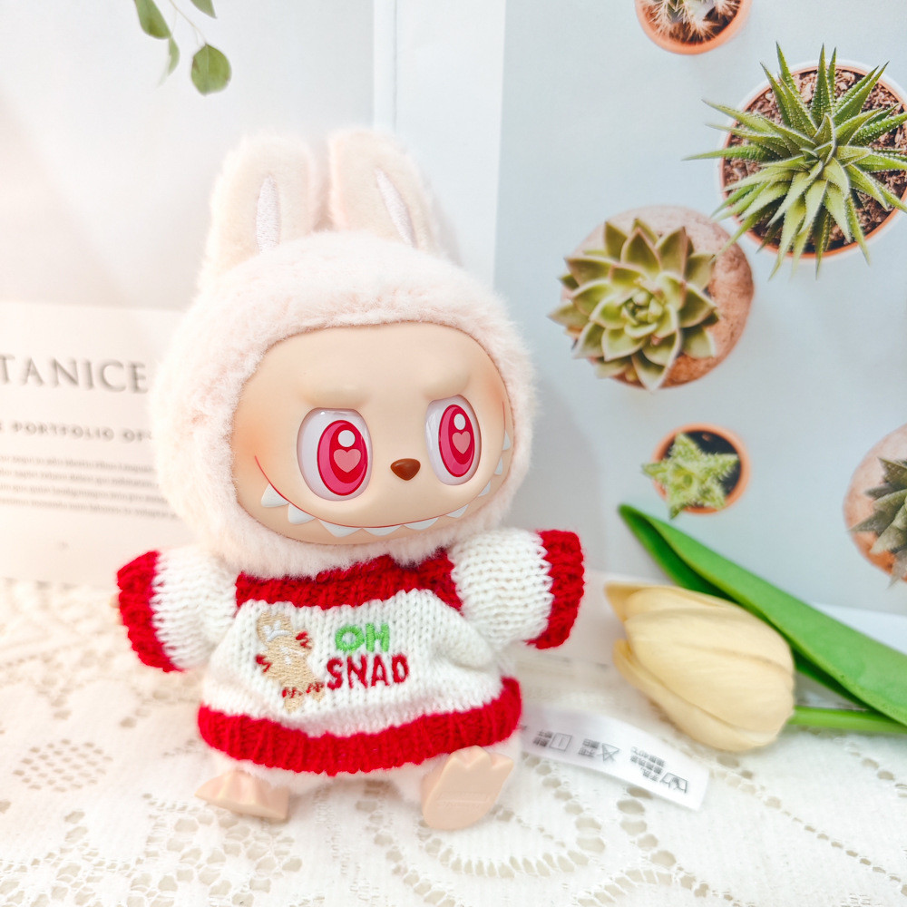 Labubu Macaron Pendant V1/V2 Doll Clothes Dress Up, Christmas Red Cape ...